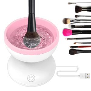 pink electric makeup brush cleaner machine, windspeed silicone brush cleaner machine beauty blender cleanser for beauty makeup brushes, christmas halloween valentine's day gifts for your girls