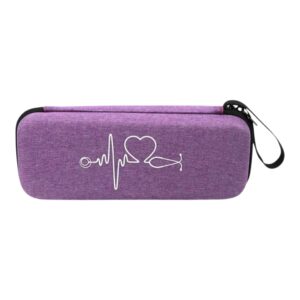 stethoscope case compatible with 3m littmann classic iii, lightweight ii s.e, mdf acoustica deluxe stethoscopes - extra room for medical bandage scissors emt trauma shear and led penlight (purple)