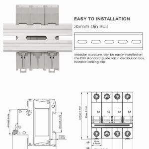 Elecnova 6-63A Miniature Circuit Breaker, AC 3 Pole 400V, DIN Rail Mounted 50 amp Breaker, Thermal Magnetic Trip, 110V / 120V Available, Overload, Short-Circuit Protection