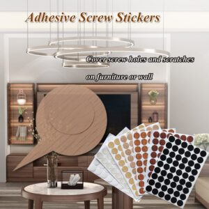 Adhesive Screw Stickers, Dustproof Screw Hole Sticker, 21mm PVC Cover Caps, 7 Colors 378pcs Waterproof Wood Textured Cover for Cabinets Wardrobe Bookcase Desk Furniture Wall Screw Cam Locks Repairing