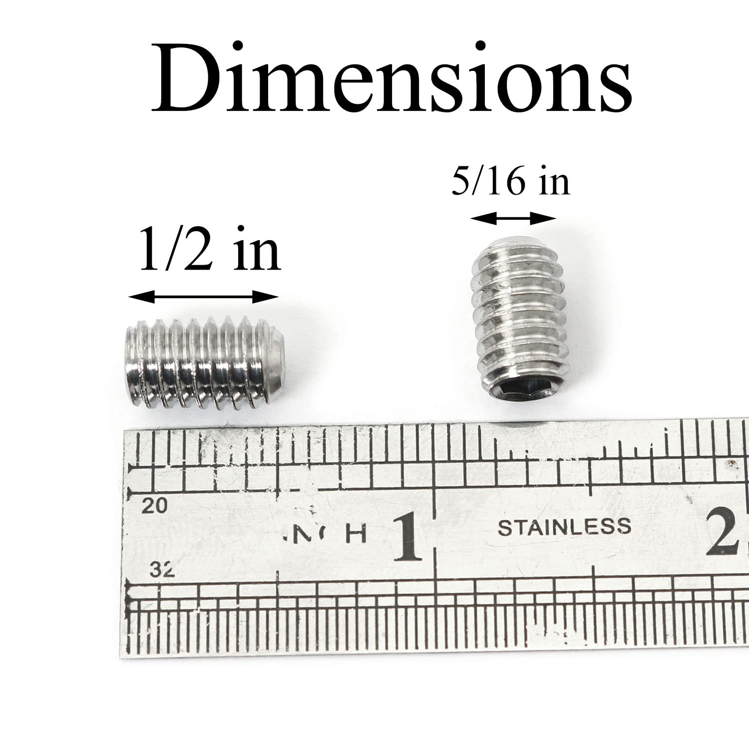 Pro Bamboo Kitchen 20pcs Socket Set Screws 5/16-18x1/2 inch Stainless Steel Screw Headless Hexagon Socket Set Stop Screw