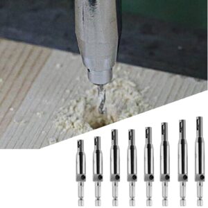 Aracombie 17pcs Self Centering Drill Bit Set for Metal Woodworking, 8 Sizes 1/4 Inch Hex Shank Vix-Bit Self-Centering Bits Hinge Centering Tool with Hex Key & 8 Replacement Drill Bits, 5/64-1/4 Inches