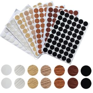 adhesive screw stickers, dustproof screw hole sticker, 21mm pvc cover caps, 7 colors 378pcs waterproof wood textured cover for cabinets wardrobe bookcase desk furniture wall screw cam locks repairing