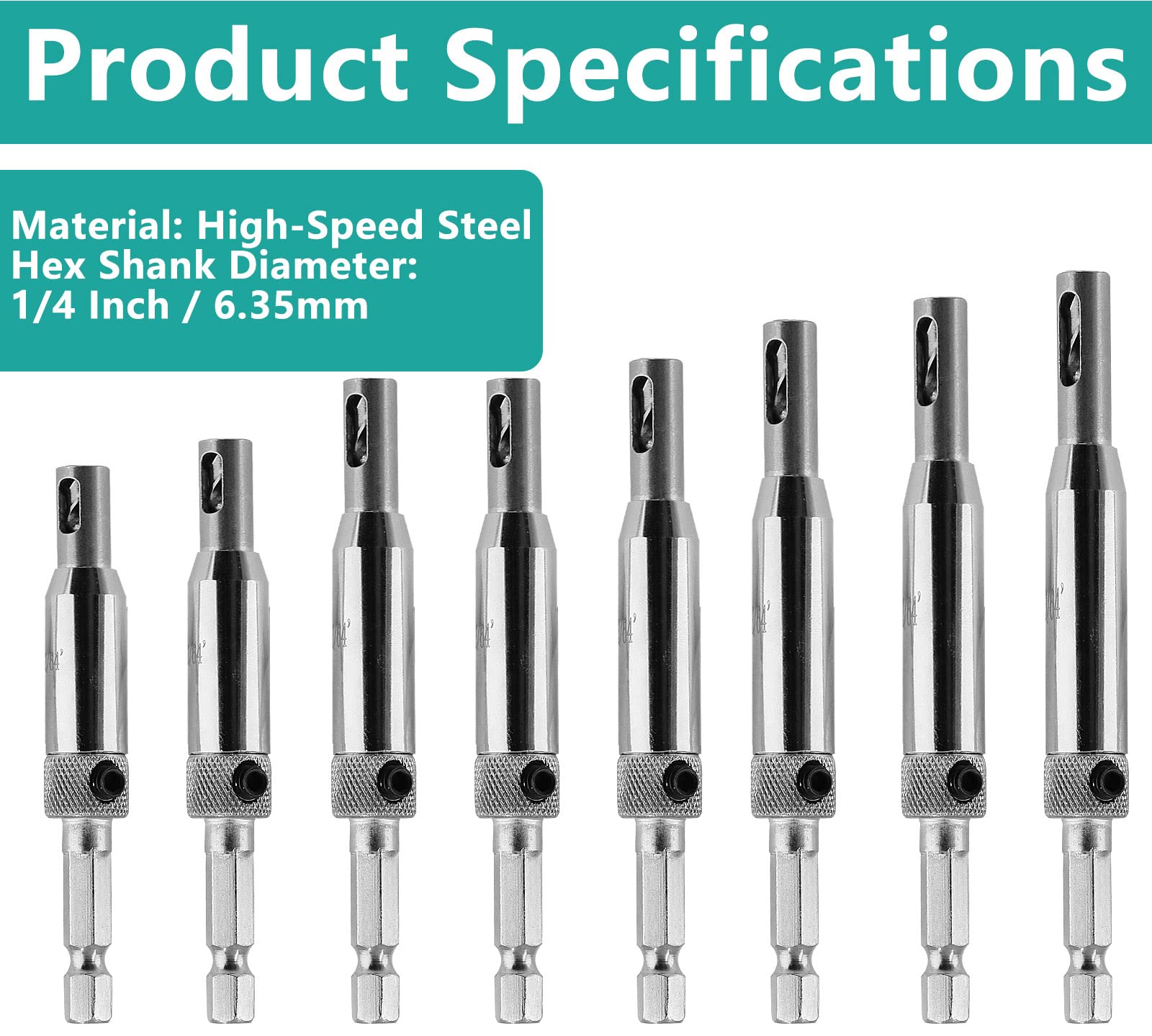 Aracombie 17pcs Self Centering Drill Bit Set for Metal Woodworking, 8 Sizes 1/4 Inch Hex Shank Vix-Bit Self-Centering Bits Hinge Centering Tool with Hex Key & 8 Replacement Drill Bits, 5/64-1/4 Inches