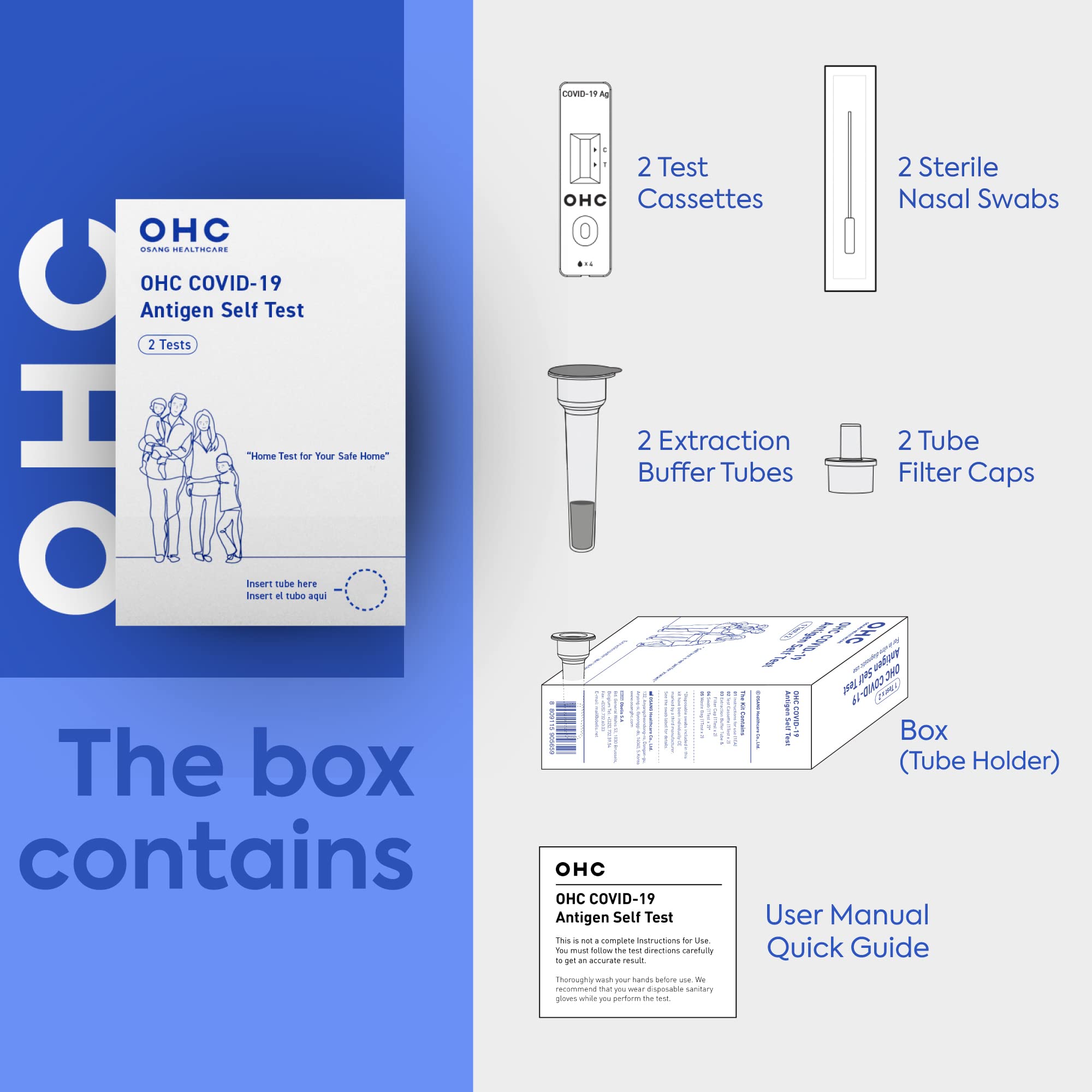 OHC Covid Tests For Home Rapid, 2 Tests Per Box, Result in 15 Minutes