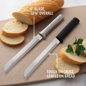 RADA Bread Knife Stainless Steel Serrated Blade with Aluminum, 6 Inches, Pack of 2