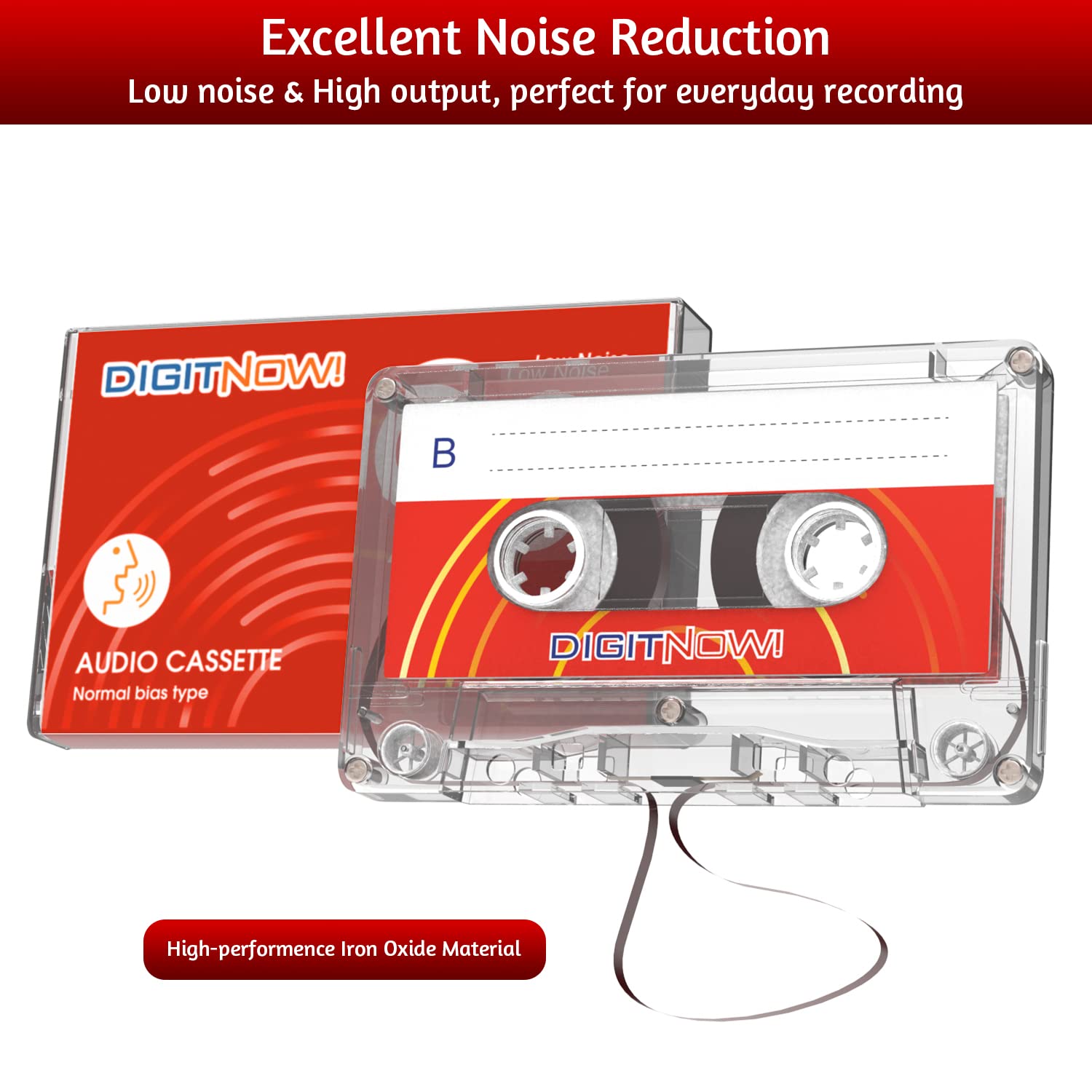 Blank Dictating Audio Cassette Tapes, Low Noise High Output - 90 Minute Recording Time for Lectures, Study, Music, Everyday Voice Recording (Pack of 5)