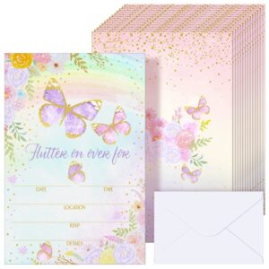 36 pack butterfly baby shower invitations with envelopes flutter on over for butterfly invitations personalized butterfly birthday invitations for girls baby shower birthday party (butterfly style)