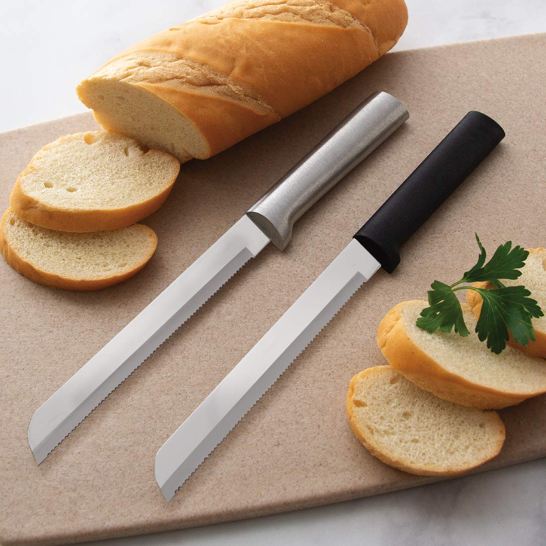 RADA Bread Knife Stainless Steel Serrated Blade with Aluminum, 6 Inches, Pack of 2