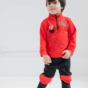 Sesame Street Elmo Infant Baby Boys Fleece Half Zip Sweatshirt and Pants Set red/black 18 Months