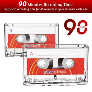 Blank Dictating Audio Cassette Tapes, Low Noise High Output - 90 Minute Recording Time for Lectures, Study, Music, Everyday Voice Recording (Pack of 5)