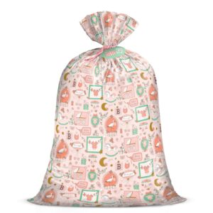 wrapaholic 56" large baby girl plastic gift bag - pink baby girl design for baby shower, kids birthdays, parties, celebrating, or any occasion - 56" h x 36" w