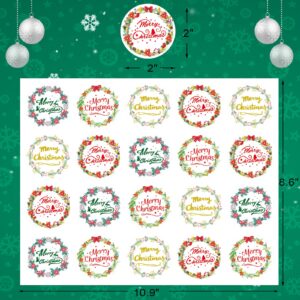 Merry Christmas Thank You Stickers Wreath Holiday Stickers for Envelope Seals 100Pcs