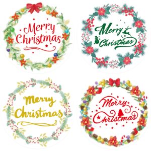 merry christmas thank you stickers wreath holiday stickers for envelope seals 100pcs