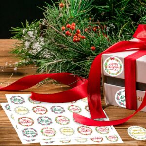 Merry Christmas Thank You Stickers Wreath Holiday Stickers for Envelope Seals 100Pcs