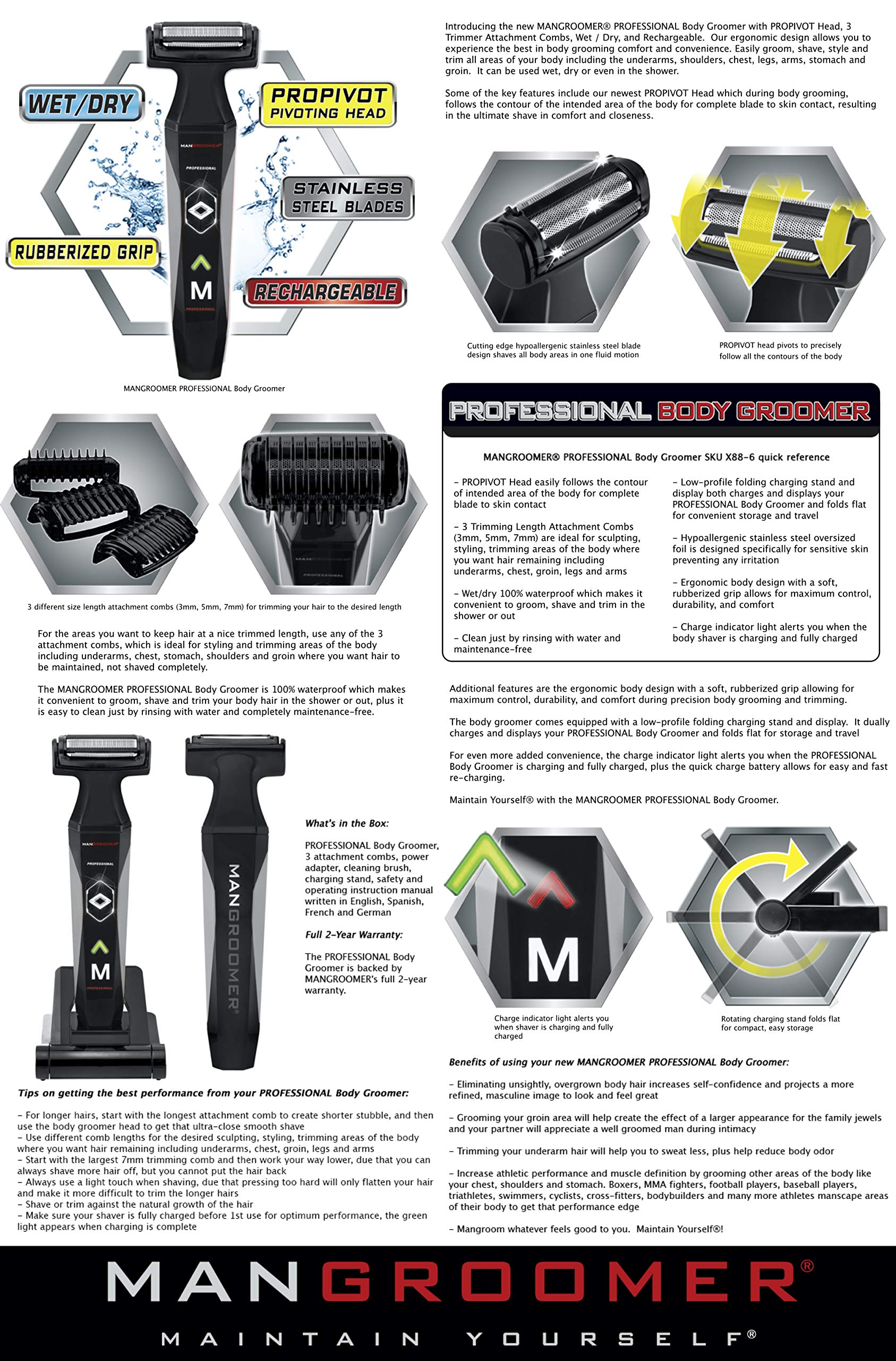 The Super Stud 2 Product Back & Body Bundle by MANGROOMER – Bundle Includes The Essential Back Hair Shaver and The Professional Body Groomer and Ball Groomer