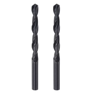 uxcell 6542 high speed steel straight shank twist jobber drill bit, fully ground black oxide drill bits 9.9mm drill diameter 132mm total length 2 pcs