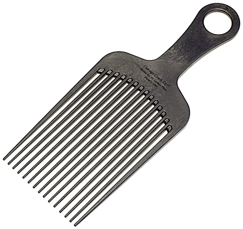 Chicago Comb Model 11 Carbon Fiber, Large Hair Pick, Anti-Static, 7.5 Inches (19 cm), Made in USA