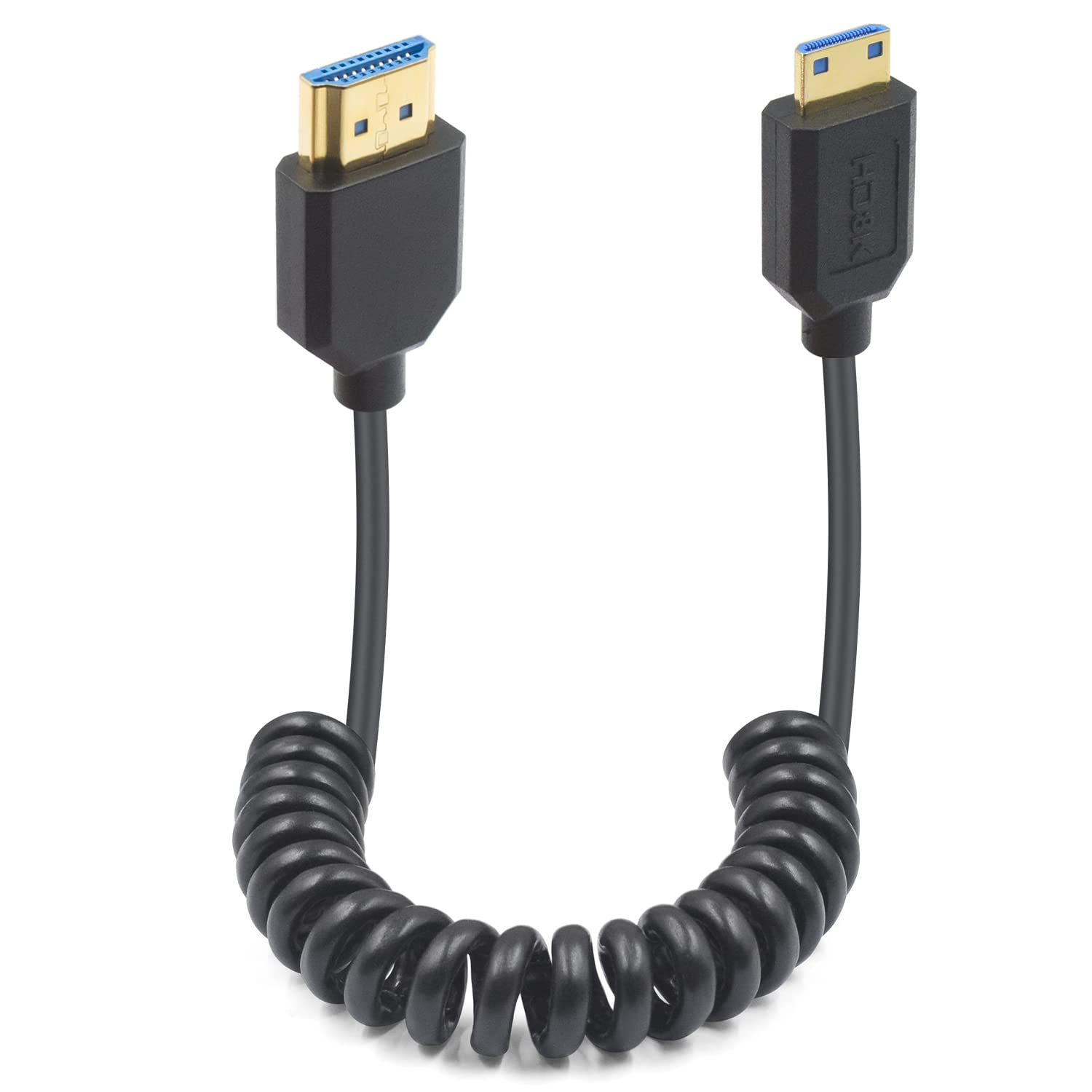 Duttek 8K HDMI to Mini HDMI Coiled Cable, Mini HDMI to HDMI 2.1 Version Cable, 48Gbps Ultra Thin HDMI Male to Mini HDMI Male Cable for Cameras, DSLRs, Camcorders 1FT- 4FT