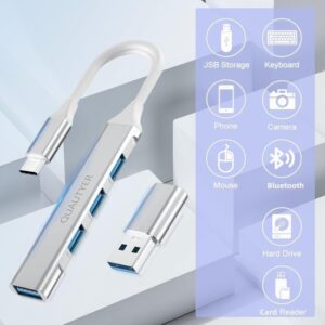 USB-c Hub, USB 3.0 hub QUAUTYER 4 in 1 USB Port Extender USB Splitter for Laptop, USB hub for MacBook Pro/Air and More Devices