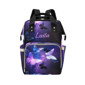 xozoty fantasy purple butterfly diaper bags backpack with name personalized baby bag nursing nappy bag travel tote bag gifts