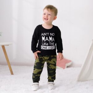 YALLET 18-24 Months Baby Boy Clothes Toddler Fall Winter Outfit Letter Print Long Sleeve Clothing 2PC Infant Hoodie Sweatshirts + Pants Set, Black