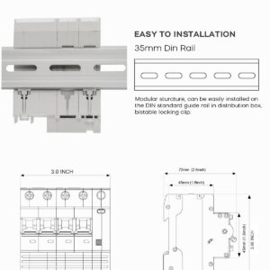 Elecnova 6-63A Miniature Circuit Breaker, 2Pole+N AC 63 Amp 230V, DIN-Rail Mounted MCB, Circuit Leakag, Overload, Short-Circuit Trip, 110V / 120V Available