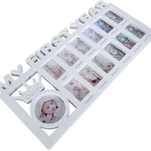 Picture Frames,Baby My First Year Photos Frame Photo Moments Keepsake Picture Frame Girls Boys Multi Photo Impression Kit Newborn Baby Infant Shower Frame Birthday Xmas Memories Christening Gifts