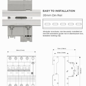 Elecnova 6-63A Miniature Circuit Breaker, 1Pole+N AC 20 Amp 230V, DIN Rail Mounted, Circuit Leakage, Overload, Short-Circuit Protection, 110V / 120V Available