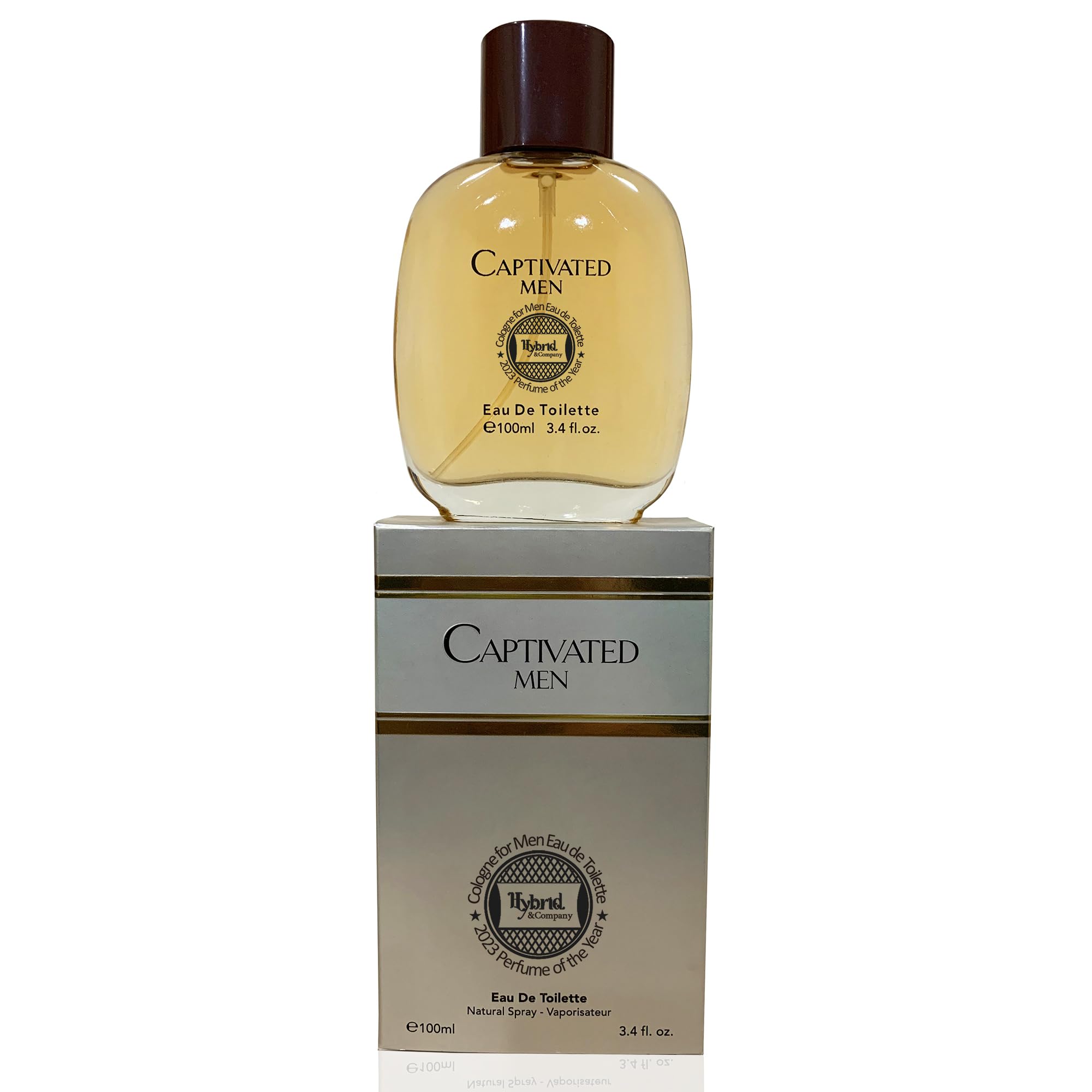 Hybrid & Company Captivated for Men Eau De Toilette Natural Spray Masculine Scent, 3.4 Fl Oz