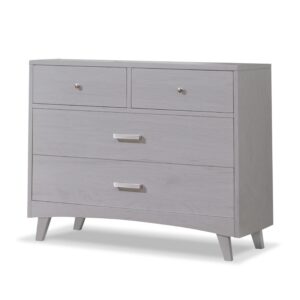 sorelle furniture soho 4 drawer baby dresser – dresser for nursery, kids bedroom furniture, dresser drawers for child’s room with 4 drawers-weathered gray and natural wood