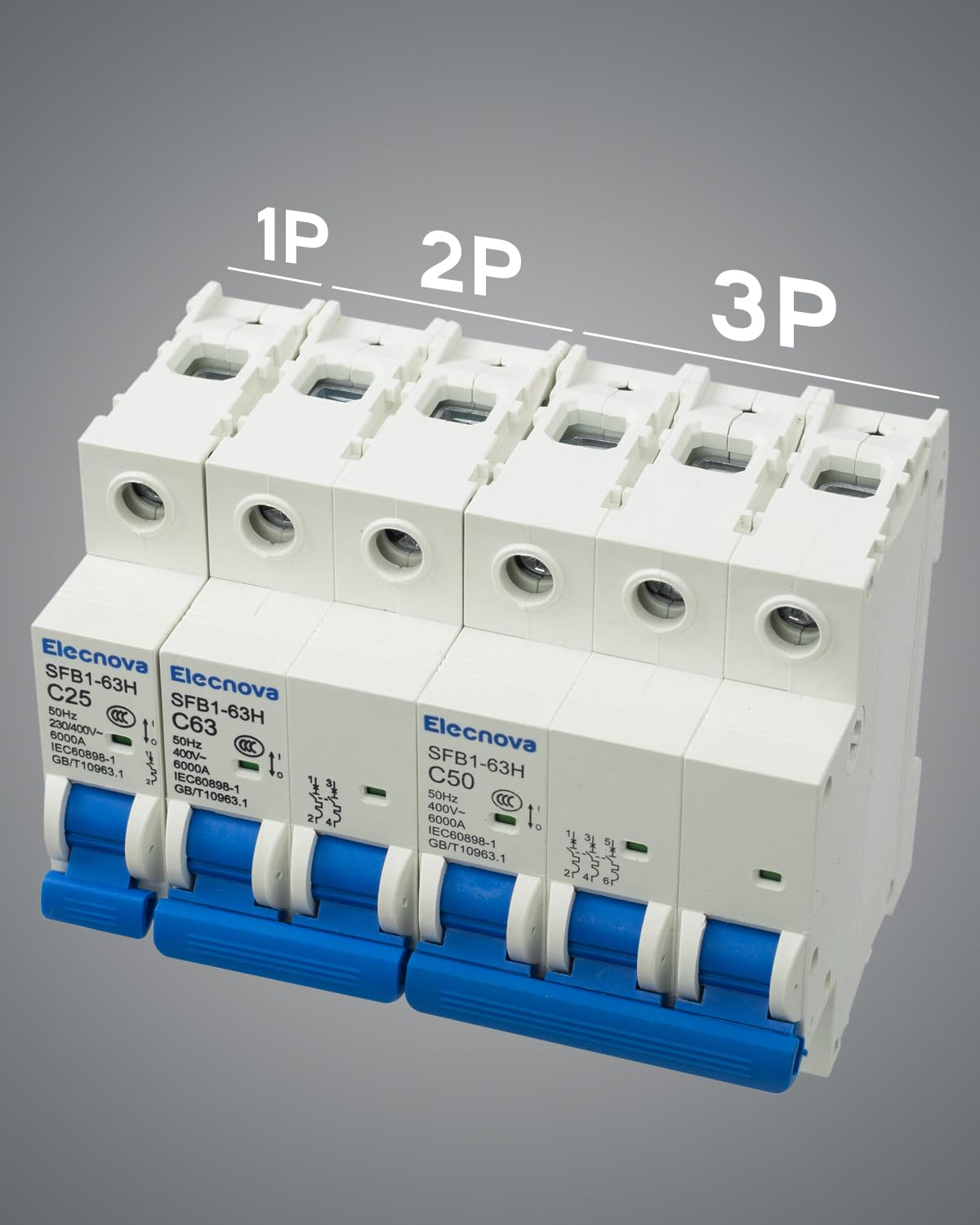 Elecnova 6-63A AC Miniature Circuit Breaker, 1 Pole 32 Amp 230V, DIN Rail Mounted Circuit Breakers, Overload, Short-Circuit Tripping, MCB, 110V / 120V Available