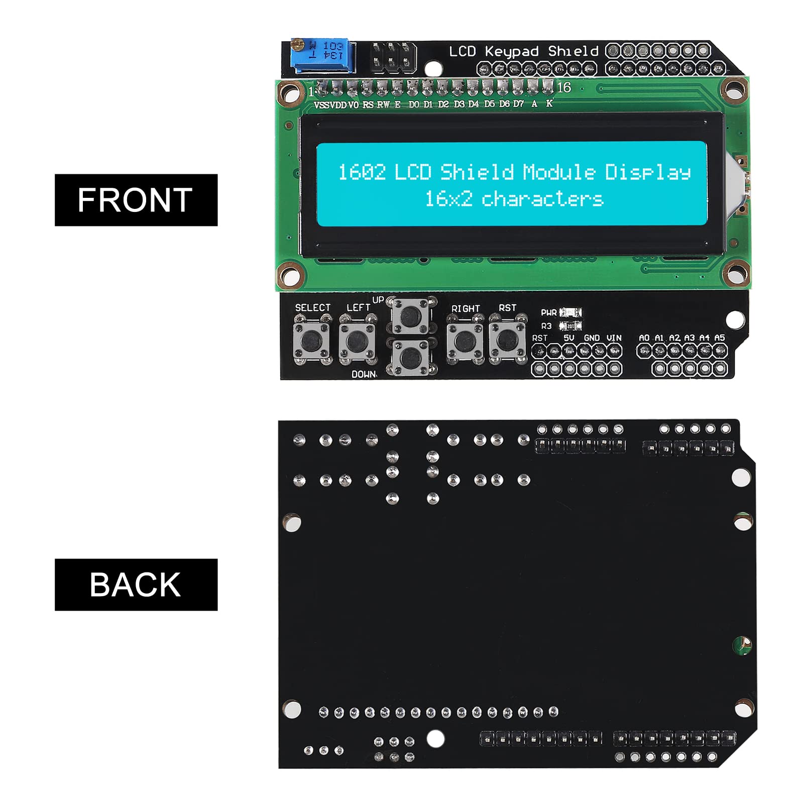 4Pcs LCD1602 Keypad Shield Module 4.5-5.5V LCD 1602 Display Expansion Shield Board Blue Backlight