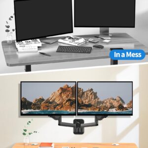 MOUNTUP Dual Monitor Wall Mount for 2 Max 32 Inch Computer Screen, Fully Adjustable Gas Spring Double Monitor Arm, Wall Mounted Monitor Holder Support 2.2-17.6lbs Display, VESA Bracket 75x75, 100x100