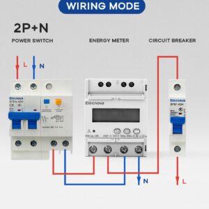 Elecnova 6-63A Miniature Circuit Breaker, 2Pole+N AC 63 Amp 230V, DIN-Rail Mounted MCB, Circuit Leakag, Overload, Short-Circuit Trip, 110V / 120V Available