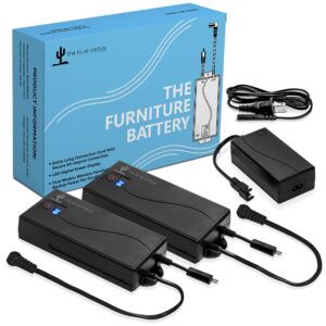 the blue cactus company two universal battery packs for reclining furniture with lcd display - wireless 2500mah rechargeable battery packs with one charger and power cord combo