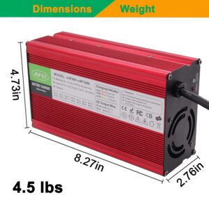 87.6V 10A LiFePO4 Smart Charger Red Aluminum Case with Cooling Fan for 24S 72V LiFePO4 Battery Charger DC C13 N+L- Plug