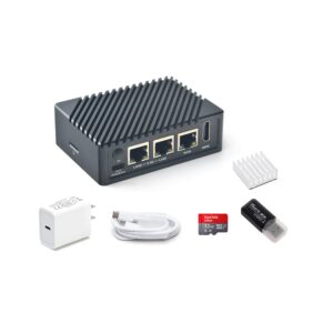 friendlyelec nanopi r5s mini router openwrt with three gbps ethernet ports 4gb ram lpddr4x based in rk3568 soc for iot nas smart home gateway (with metal case) support debian linux ubuntu