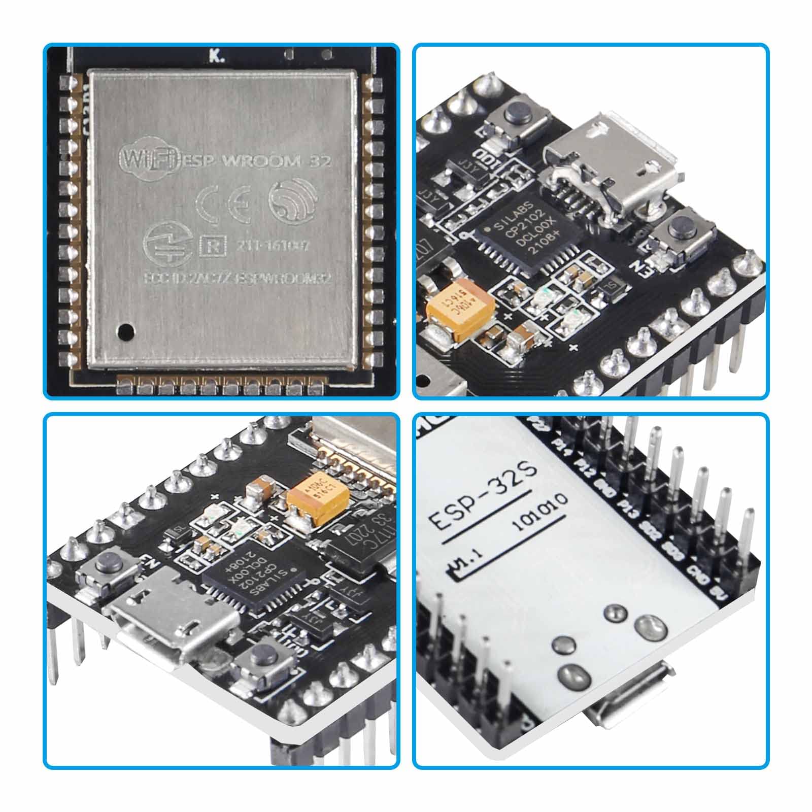 Diitao 2PCS ESP32 ESP32S ESP-WROOM-32 Development Board,NodeMCU 2.4GHz Dual-Core WLAN WiFi +Bluetooth 2 Function Microcontroller (ESP32 38PIN)