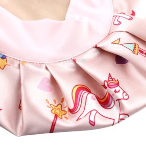 greatremy Unicorns Satin Sleep Bonnet with Elastic Band for Kids Ajustable Sleep Cap for Curly Hair Medium