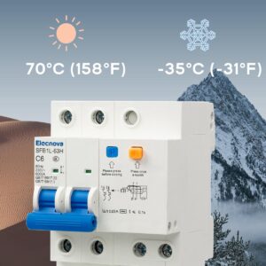 Elecnova 6-63A Miniature Circuit Breaker, 2Pole+N AC 63 Amp 230V, DIN-Rail Mounted MCB, Circuit Leakag, Overload, Short-Circuit Trip, 110V / 120V Available