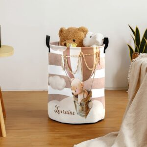 Personalized Laundry Basket, Cute Bear Custom Storage Bins Laundry Hamper with Name Collapsible Toys Organizer Gift Option 15