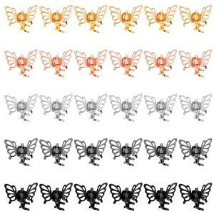 wecoe 30 pcs small butterfly hair accessories: tiny mini claw clips in rose gold, silver, black metal - cute decorative hair clips for kids, toddlers, women - christmas gift