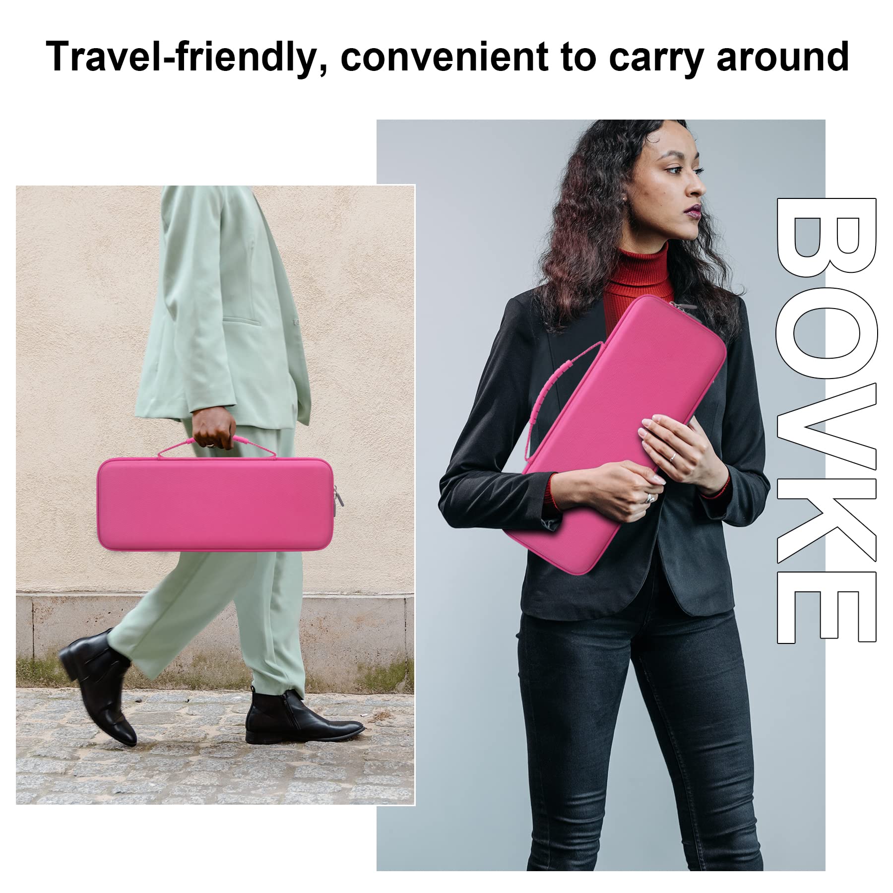 BOVKE Hard Carrying Case Waterproof Storage Holder Carrier, Rose