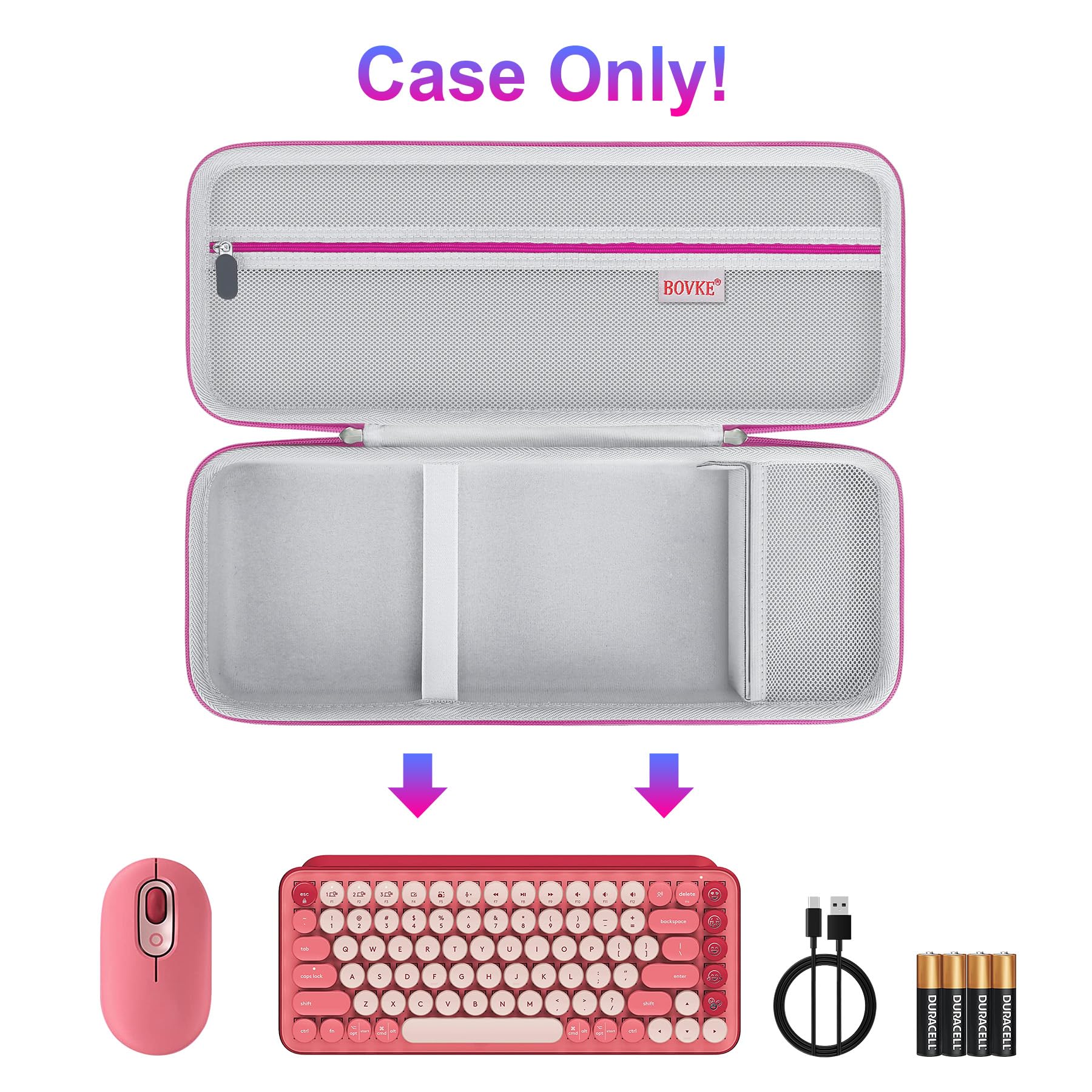 BOVKE Hard Carrying Case Waterproof Storage Holder Carrier, Rose