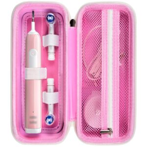 toothbrush travel case compatible with oral-b pro 1000, 2000, 3000, 3500, 1500/ for philips sonicare protectiveclean 4100 5100 electric toothbrush with mesh pocket for accessories - pink (bag only)