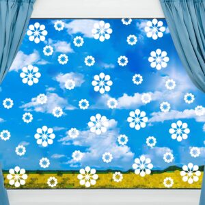 200Pcs Daisy Wall Decals Peel and Stick White Daisy Stickers Flower Wall Stickers Daisy Flower Wallpaper Window Clings Polka Dots Art Murals Wall Decal for Kids Baby Girls Bedroom Living Room Decor