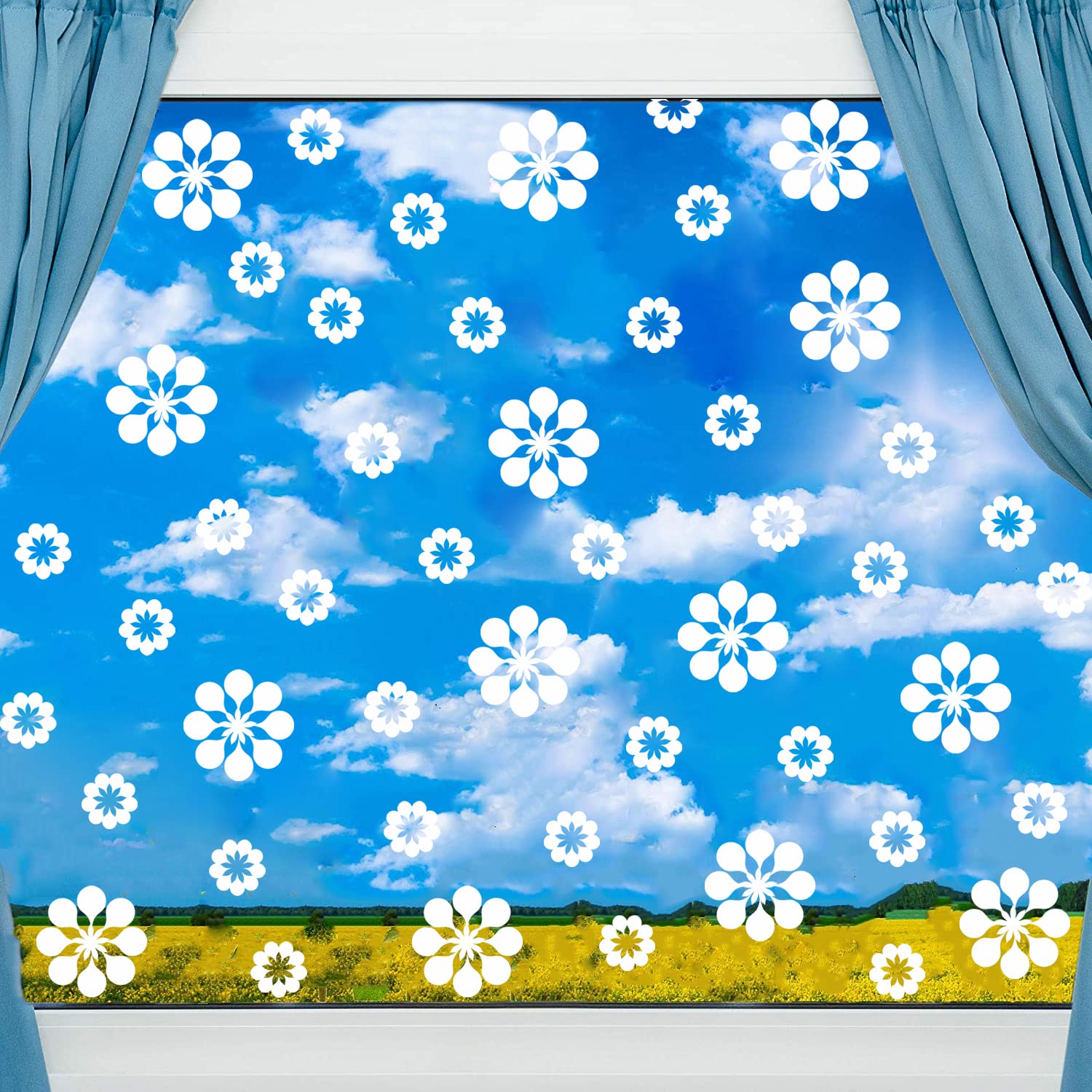 200Pcs Daisy Wall Decals Peel and Stick White Daisy Stickers Flower Wall Stickers Daisy Flower Wallpaper Window Clings Polka Dots Art Murals Wall Decal for Kids Baby Girls Bedroom Living Room Decor