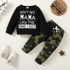 YALLET 18-24 Months Baby Boy Clothes Toddler Fall Winter Outfit Letter Print Long Sleeve Clothing 2PC Infant Hoodie Sweatshirts + Pants Set, Black