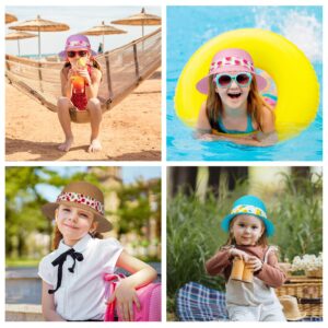 Girls Straw Sun Hat Kids Summer Beach UV Protection Hats Toddler Baby Childrens Little Girl Ages 3 4 5 6 7 8 9 10 Years Khaki Leopard Wide Brim Foldable Sunhat with Chin Strap Cute Bow Ponytail Cap